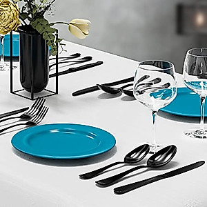 49piece Black Silverware Set with Organizer, Stainless Steel Flatware Set for 8 with Drawer Tray, Kitchen Tableware Service Cutlery Matte Steak Knives Fork Spoon for Home Restaurant, Dishwasher Safe