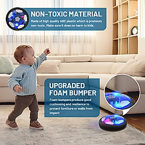 Hover Soccer Ball Boy Toys, Soccer Gifts for 3 4 5 6 7 8+ Year Old Boys Girls, Rechargeable Air Floating Soccer with LED Light and Upgraded Foam Bumper, Indoor Birthday Gifts for Kids Age 3-12