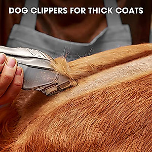 oneisall Dog Clippers for Grooming Professional Cordless Hair Shears Trimmers for Thick Coats,8 Guide Guards with Metal Blade for Dogs and Cats Animals