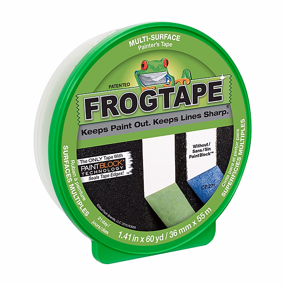 Duck® FrogTape Multi-Surface Painting Tape, 1-7/16" x 2160", Green