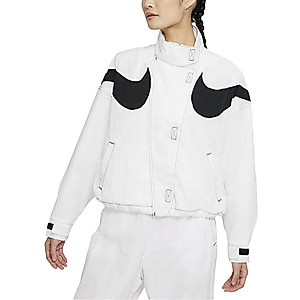 Nike Women's Sportswear Swoosh Repel Oversized Jacket Size (as1, alpha, s, regular, regular, White/Black Swoosh, Small)