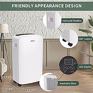 Shinco 40 Pints Dehumidifier for Home and Basements, 2000 Sq.Ft Dehumidifier with Drain Hose, Auto or Manual Drainage, Auto Defrost, Quietly Remove Moisture, Intelligent Humidity Control, 24HR Timer