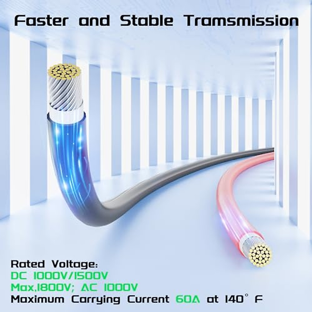 Solar Panel Wire 50Ft Black and 50Ft Red Kit, Bateria Power Solar Panel Extension Cable 10AWG (6mm²) Tinned Copper Wire for Outdoor Automotive RV Boat Marine Solar Panel (Black+Red)