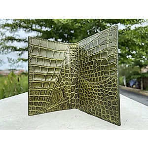 Double side Moss Green Crocodile Alligator leather skin Credit Cardholder, leather credit cardcase, leather creditcard cover