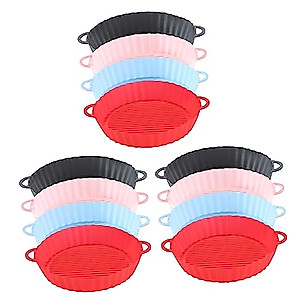 VALICLUD 12 Pcs Bakeware Round Baking Pan Oven Air Fryer Para Air Fryer Air Fryer Grill Air Fryer Silicone Liner Washing Machine Pan Silica Gel Silicone Baking Liners with Handle