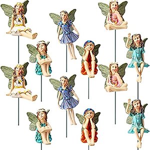 Bucherry 12 Pieces Fairy Garden Mini Fairies Figurines Miniature Fairy Sculpture Decoration Tiny Fairy Garden Accessories for Home Outdoor Garden Yard Lawn Flower Pot Decor