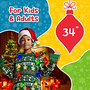 Windy City Novelties LED Christmas 9 Bulb Necklace with 6 Dynamic Light Modes for Adults and Kids Christmas Parties, Caroling, Gatherings & Party Favors