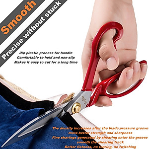 Fengliren Sewing Scissors Professional 10 inch Heavy Duty Fabric Shears for Tailoring Leather Cloth Red Industrial Strength High Carbon Steel Tailor Shears for Home Office Dressmakers