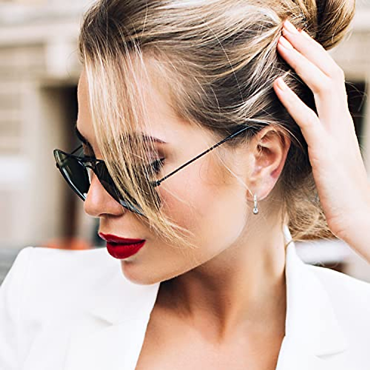 1/2 Carat Lab Grown Diamond Huggie Hoop Earrings for Women I 14k White Gold Earrings (G-H, VS1-VS2, 0.50 cttw) Dangling Drop Earrings I Brilliant Cut Diamond Hoops by Carbon Atelier