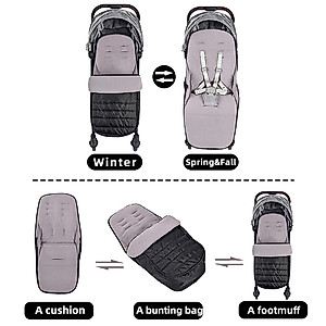 XIFAMNIY Universal Baby Thicken Stroller Footmuff Bunting Sleeping Bag to Protect Baby from Winter Cold Weather in Pushchair, Pram(Grey)