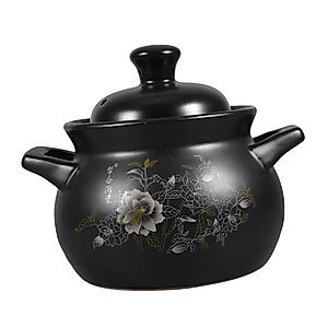 Hemoton Stew Pot Ceramic Stockpot, Ceramic Cooking Pot, Chinese Casserole Thickened Cooking Pot with Lid Chinese Stock Pot Large Soup Stock Pot (1.8L/ 1.7QT)