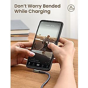 AINOPE USB C to USB C Cable 60W [One-Pack 1.5ft] USB Type C Cable Right Angle, Compatible with Samsung Galaxy S21 S20, Note 20 Ultra 10, MacBook Air/Pro 13'', iPad Mini 6/Pro/Air,Pixel-Grey