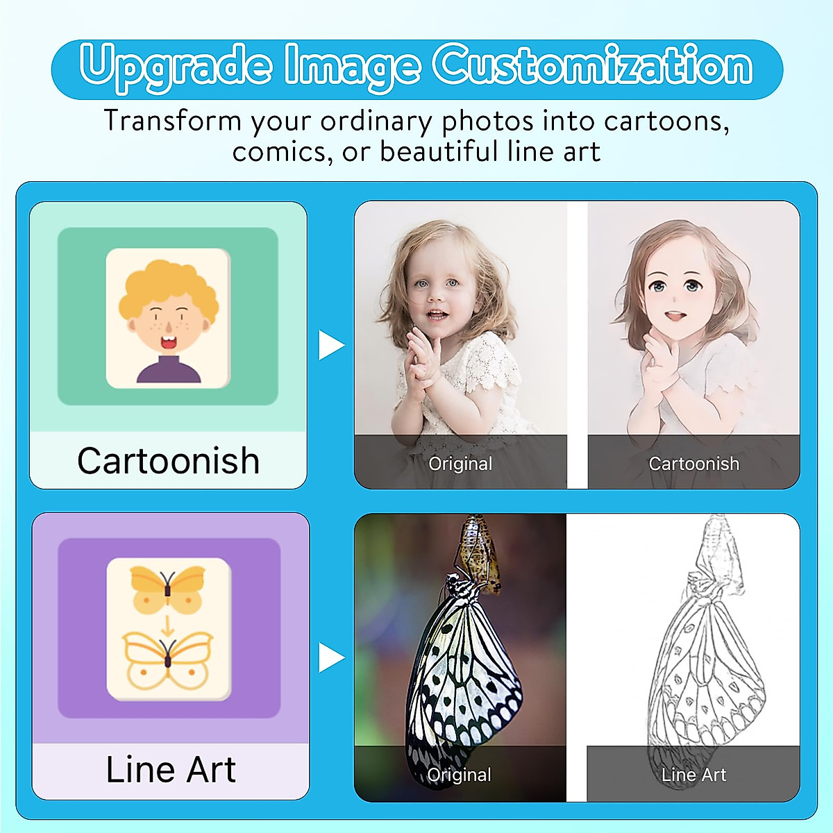 HuiJuKeJi Mini Sticker Printer Bluetooth Smart Pocket Inkless Thermal Printer with 10 Rolls Thermal Paper and Sticker for iOS&Android, Portable Receipt Printer for Photo Journal Notes Memo