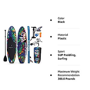 SereneLife Stand up Paddle Board Inflatable - Non-Slip SUP Paddle Board Paddle, Pump, Leash, and Accessories - Fun Water inflatable paddle board for Adults and Youth with Wide Stable Design