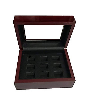 JunningGor Championship Big Heavy Ring Display Wooden Box (9 Holes)