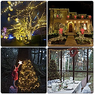 2 Pack Solar String Lights Outdoor Waterproof, Total 144 ft 440 LED, Green Wire Fairy Twinkle Decorative Light with 8 Lighting Modes for Tree Patio Yard Party(Warm White)