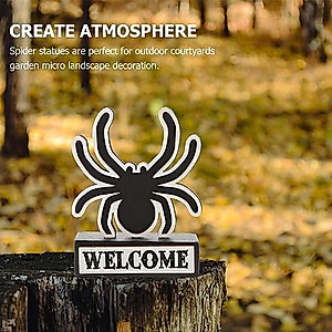 ABOOFAN Halloween Wood Table Decor Black Bat Spider Wooden Cutouts Figurine Wood Welcome Sign Haunted House Party Table Decor