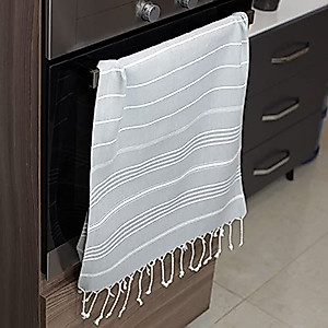 Clotho Turkish Hand Towel for Bathroom Set of 4 | Decorative Towels 4 Pack for Kitchen | Lightweight Travel Hand Towel for Hair Gym Yoga - 100% Cotton 18 x 40 Inches (Silver Gray)