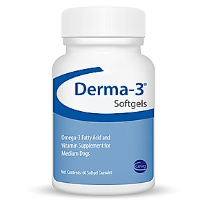 Ceva Derma-3 Softgels, Omega-3 Fatty Acid & Vitamin Supplement for Medium Dogs (60 Count)