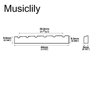 Musiclily Pro 44mm Standard LP style Flat Bottom Bone Nut Compatible with USA Les Paul Electric Guitar, 44.07x4.98x9.30mm (2 Pieces)