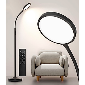 luckystyle Floor Lamp,Super Bright Dimmable Led Floor Lamps for Living Room, Custom Color Temperature Standing Lamp with Remote Push Button, Adjustable Gooseneck Reading Floor Lamp for Bedroom Office