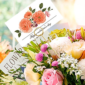 BENBO 20 Pieces Metal Wire Floral Place Card Holder Round Photo Memo Note Table Number Holder Pick Gold Floral Gift Card Holder Clips for Flower Arrangements,Wedding and Birthday Party, 13.4 Inch