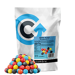 Dubble Bubble Berry Blast 1" Gumballs by Cambie | 2 lbs of Mixed Berry Gumballs | Deliciously Sweet, Hot & Nostalgic | Perfect for Gumball Machines | Packaged in a Resealable Stand Up Pouch | 2 lb