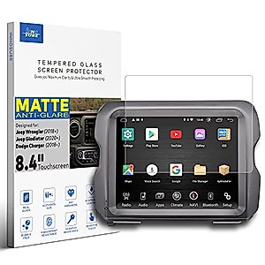 INNOSURE Tempered Glass screen Protector Designed for Jeep Wrangler (2018-2023), Gladiator (2020-2023), Dodge Charger(2018-2023) 8.4" Dashboard Touchscreen Anti Glare (Matte)