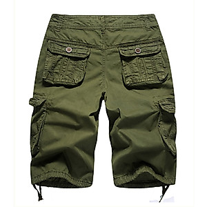 FOURSTEEDS Women's Casual Fitted Multi-Pockets Camouflage Twill Bermuda Cargo Shorts Army Green US 16