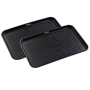 Trimate All Weather Boot Tray, 2 Pack Water Resistant Plastic, Multi-Purpose for Shoes, Pet Feeding Trays, Garden-Mudroom Entryway, Garage, Indoor or Outdoor - Medium, 24"x16" - (Black)