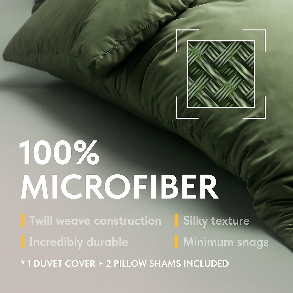 White Classic Dark Green Duvet Cover Queen Size, Microfiber Duvet Cover with Zipper, Duvet Cover Set with 2 Pillow Shams, Luxury Soft Comforter Cover Queen Size, 90 x 90 | Comforter Not Included