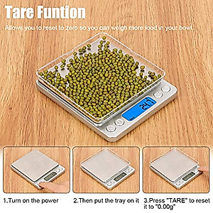 Emoly Food Scale,Digital Kitchen Scale, Mini Size Food Scale 500g/ 0.01g - High Precision Jewelry Weight Scale with Platform, Stainless Steel, LCD Display, Tare，Pcs Features（Does not include battery）