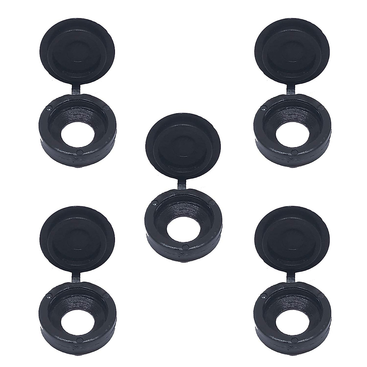 YouU 50 pcs Plastic Hinged Screw Cover Caps Washer Flip Tops (Black)