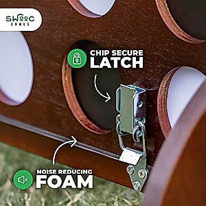 SWOOC Games - Giant Four in a Row (All Weather) Outdoor Game with Carrying Case and Noise Reducing Design - 60% Quieter - Jumbo Connect 4 Discs to Win - Oversized Yard Game for Kids, Adults, & Family