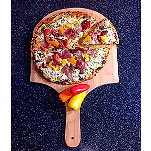 Camco Bamboo Pizza Peel, Charcuterie with Handle - Pizza & Bread Serving or Baking Board | Cutting Board & Serving Tray for Fruit, Vegetables and Cheese - (53000)