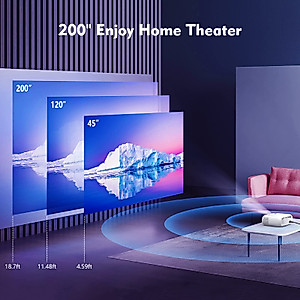 Cibest WiFi Projector Native 1080p, 8000L Movie Projector with High Contrast of 9000:1, Home Projector, Phone Projector, Compatible with iPhone, Android, TV Stick, etc. Projector Screen Included