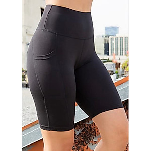 Jlyne jade high waist yoga shorts for women's tummy control fitness workout running shorts with pockets (PURPLE, SMALL)