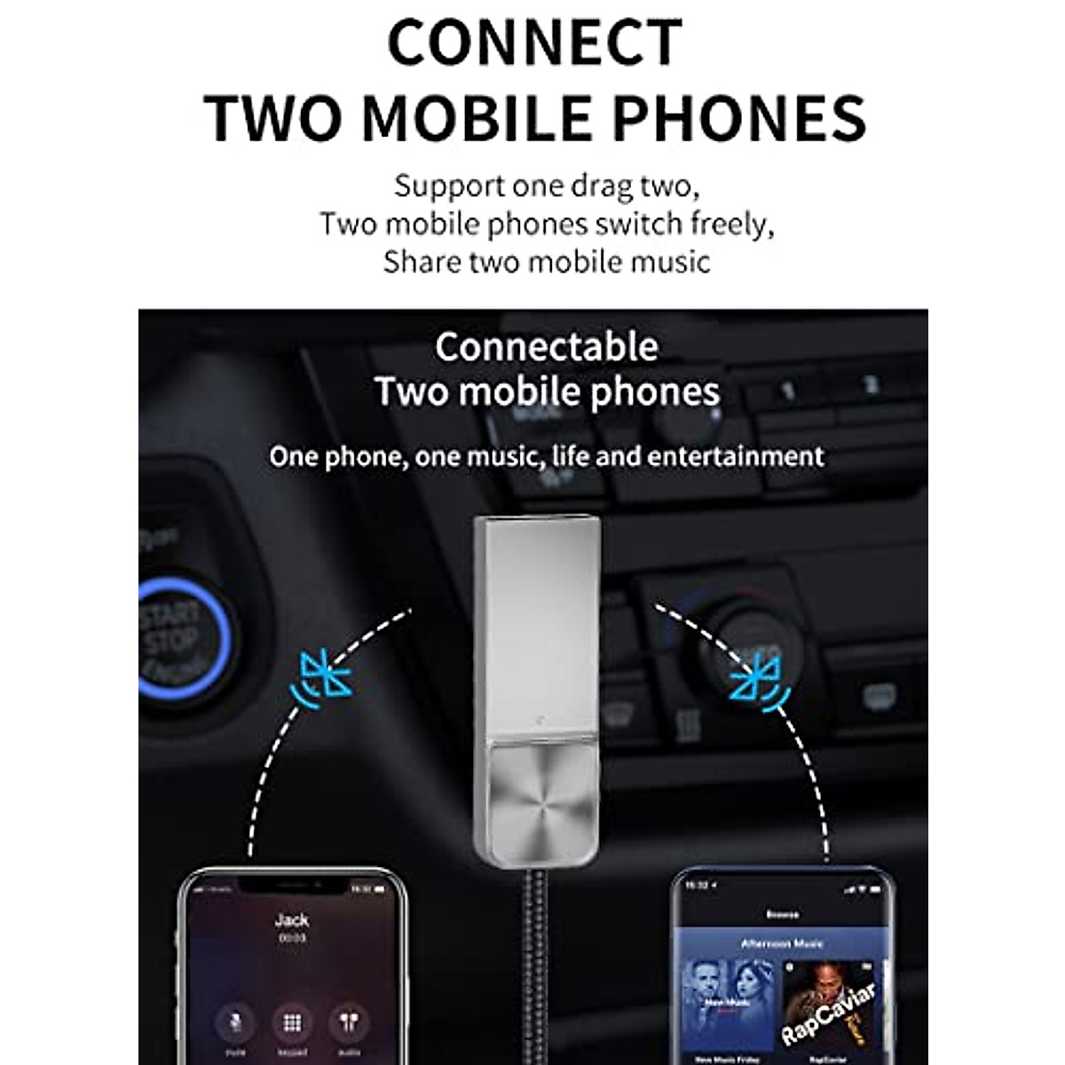 Bluetooth 5.0 Receiver with Microphone Little Bluetooth 3.5mm Aux Adapter Wireless Audio Car Kit with 3.5mm Jack for Car Vehicle Home Stereo Speaker Amplifier Music Streaming Hands-Free Calling