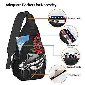Sugar Skull Chest Bags Crossbody Sling Backpack Travel Hiking Daypack Crossbody Shoulder Bag For Women Men Teens