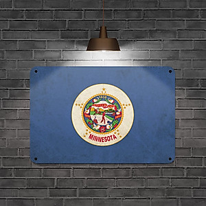 Minnesota Flag Signs Minnesota Metal Tin Sign Customized Rustic America State Home Metal Wall Art Sweet Home Vintage Indoor & Outdoor Decor for Home Man Cave Door Porch Garden Party 8x12 inch