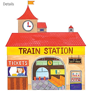 DECOWALL DW-1504 Trains and Tracks Kids Wall Stickers Wall Decals Peel and Stick Removable Wall Stickers for Kids Nursery Bedroom Living Room d?cor