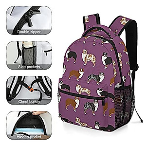 Australian Shepherd Dogs Travel Backpack Casual Sports Bag Oxford cloth suitable For Study Shopping traveling camping