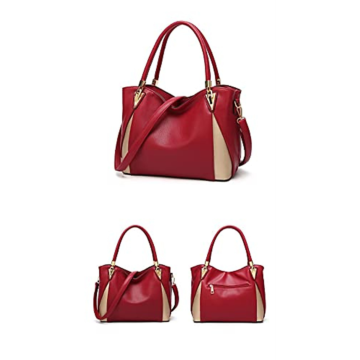 Handbags and purses,Womens Leather Handbags Purses Top-handle Totes Satchel Shoulder Bag for Ladies, (3#Red)