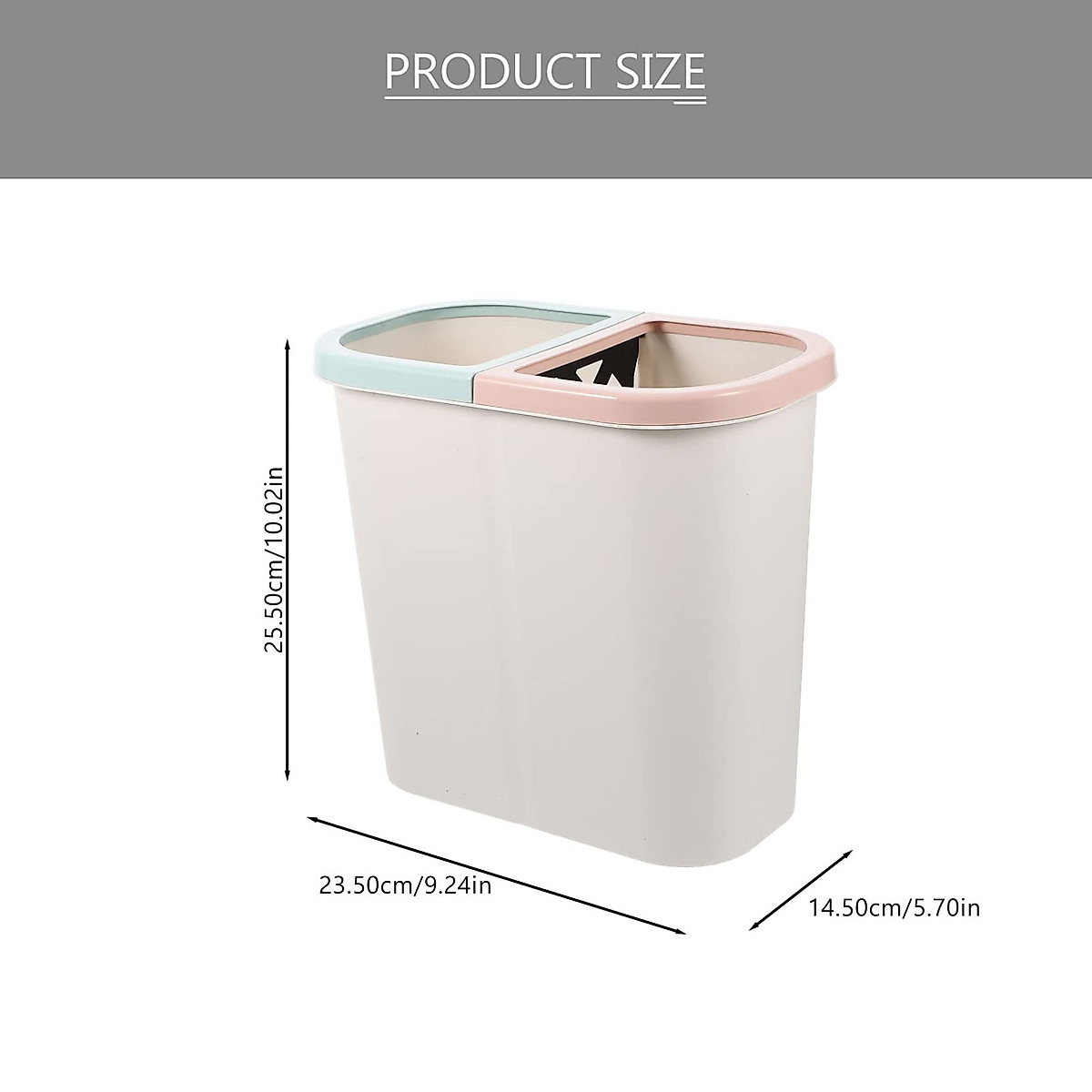 Ipetboom Sorting Trash Can Double Compartment Trash Can Bathroom Trash Can 2 Compartment Rubbish Can Outdoor Trash Can Bins Bathroom Garbage Can Plastic Office Cupboard White Ultra Thin