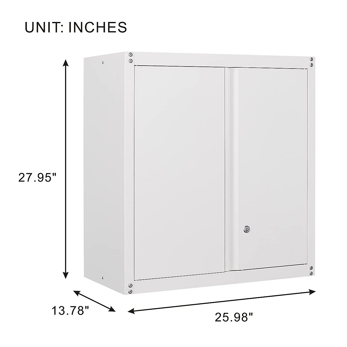 GREATMEET Metal Wall Mount Locking Cabinet with Adjustable Shelf, Garage Storage Cabinet with Locking Doors, Office Filing Cabinet with Lock, Storage Cabinet for Garage, Home Office, Kitchen