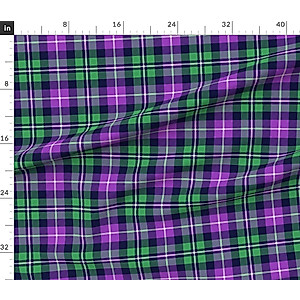 Spoonflower Fabric - Tartan Green Purple Plaid Scottish Block Colour Vibrant Printed on Petal Signature Cotton Fabric by The Yard - Sewing Quilting Apparel Crafts Decor