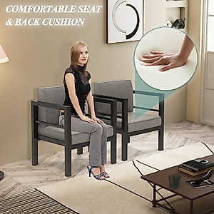 Aluminum Patio Furniture Set, 5 Pieces Modern Outdoor Conversation Set with Loveseat, Outdoor Sectional Sofa Set with Waterproof Upgrade Cushion and Coffee Table for Backyard, Lawn (2 Single chairs)