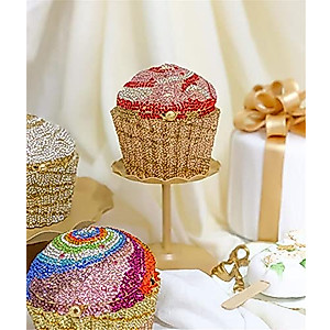 Cupcake Crystal Clutch Evening Clutches Bags Wedding Party Bridal Diamond Minaudiere Handbag Purse (Rainbow,)