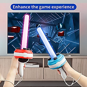 FANPL VR LED Sword for Oculus Quest 2 Controller, Lightsabers Handle Grip for Beat Sabe Accessories, Enhanced Gaming Experience (2 Pack)