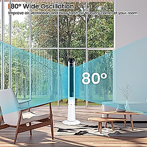 Tangkula 48-Inch Tower Fan with Remote Control, Quiet Bladeless Tower Fan w/ 3 Speeds, 3 Modes, 1-15H Timer & LED Display, 80° Oscillating Floor Standing Fan, Portable Circulating Fan for Home Office